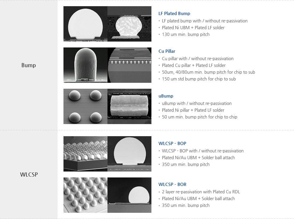 Bumping | PRODUCTS | SFA SEMICON